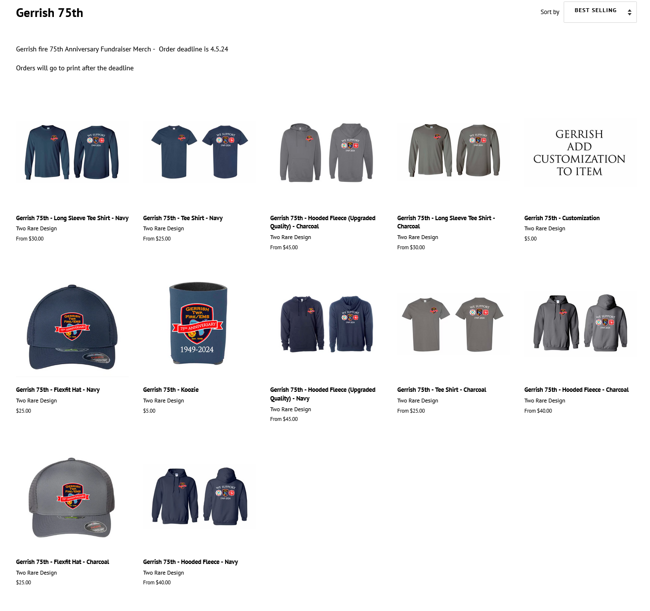 GTFD 75th Anniversary Celebration Merchandise - Gerrish Township Fire & EMS